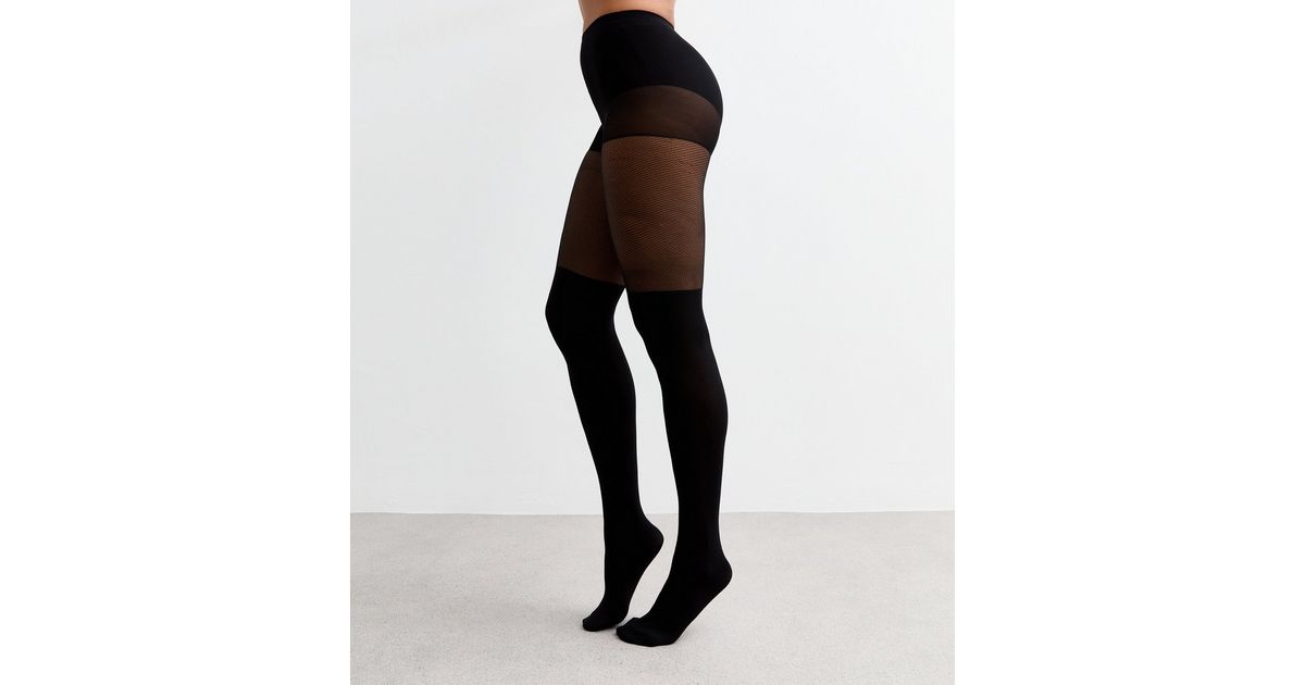Black Mock Suspender Tights New Look