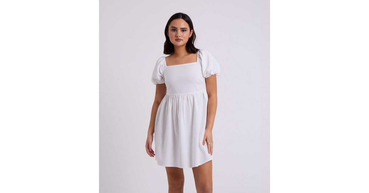 Urban Bliss White Shirred Mini Milkmaid Dress New Look