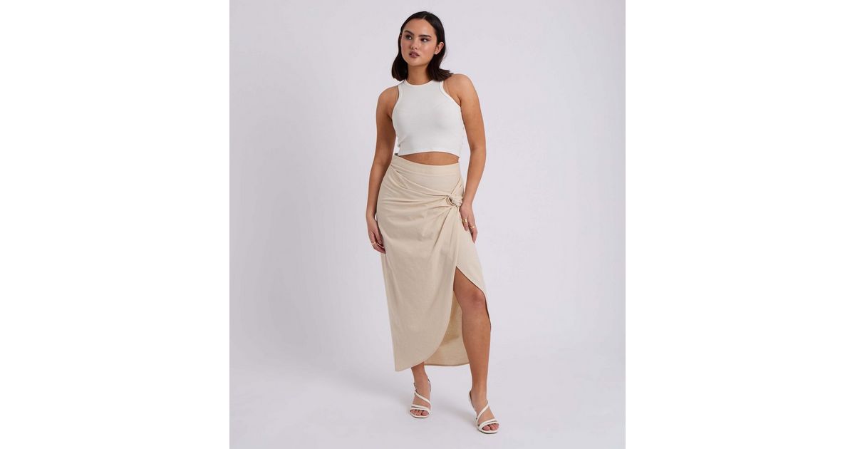 Urban Bliss Stone Linen-Blend Midi Skirt | New Look