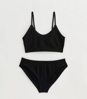 Girls Black Seamless Crop Top Underwear Set | New Look