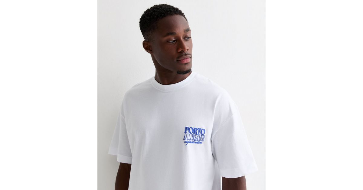 Jack & Jones White Cotton Short Sleeve Porto Slogan T-Shirt | New Look