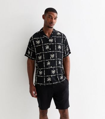 Jack & Jones Black Palm Tree Print Short-Sleeved Shirt | New Look