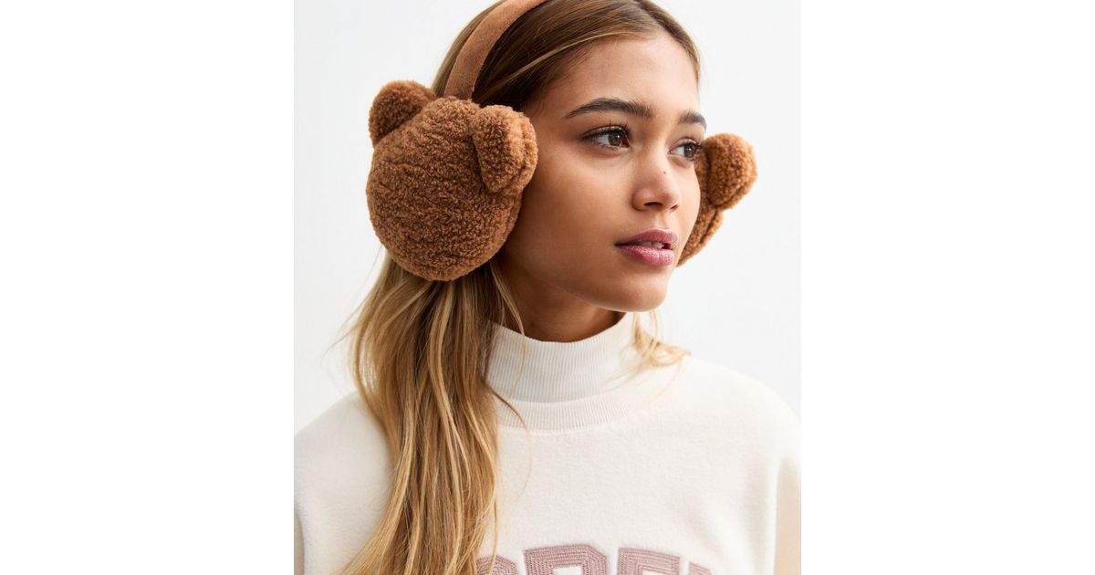 Rust Teddy Bear Borg Earmuffs | New Look