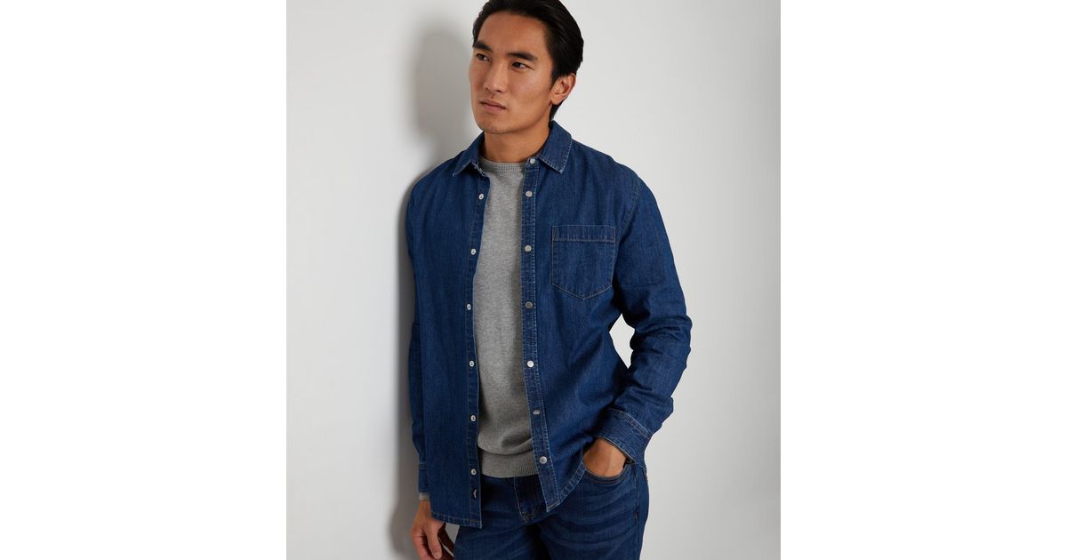 Threadbare Blue Denim Shirt | New Look