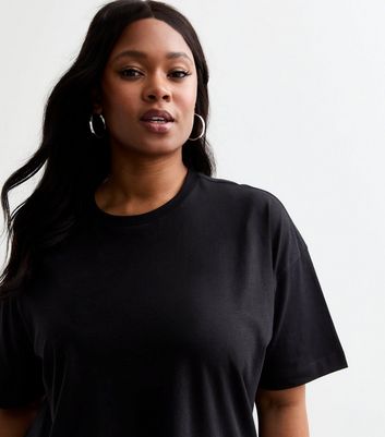 Curves Black Boxy Short Sleeve T-Shirt | New Look
