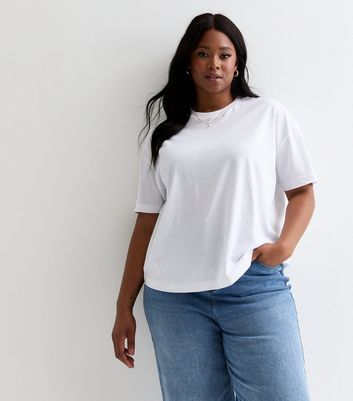 Curves White Boxy Short Sleeve T-Shirt | New Look