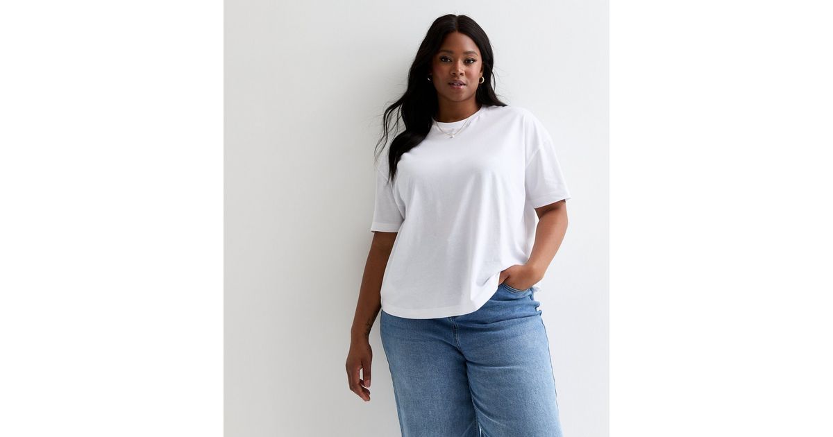 Curves White Boxy Short Sleeve T-Shirt | New Look