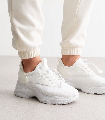 White Drawstring Knitted Sock Trainers | New Look