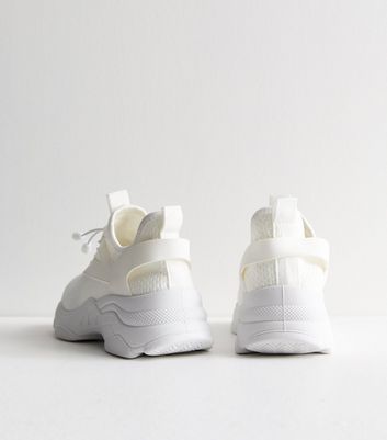 White Drawstring Knitted Sock Trainers | New Look