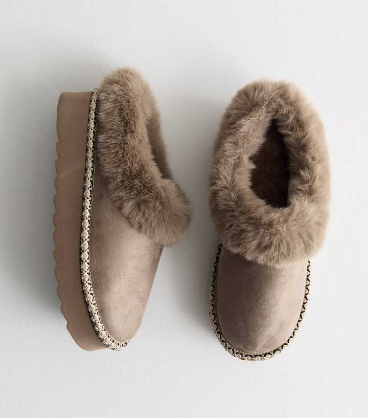 Brown Faux Fur Lined Double Sole Boot Slippers | New Look