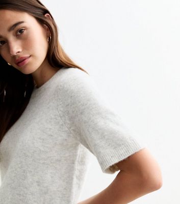 Grey Soft Knit Short Sleeve Knit Top | New Look