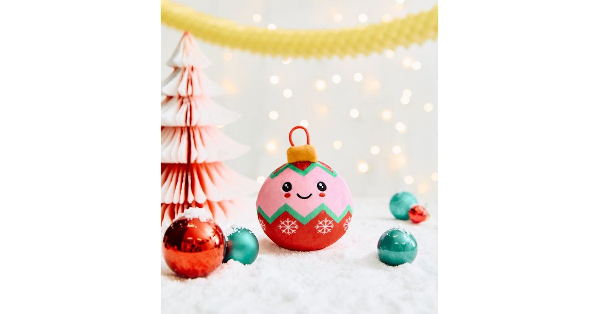 Pink Christmas Smiley Face Bauble | New Look