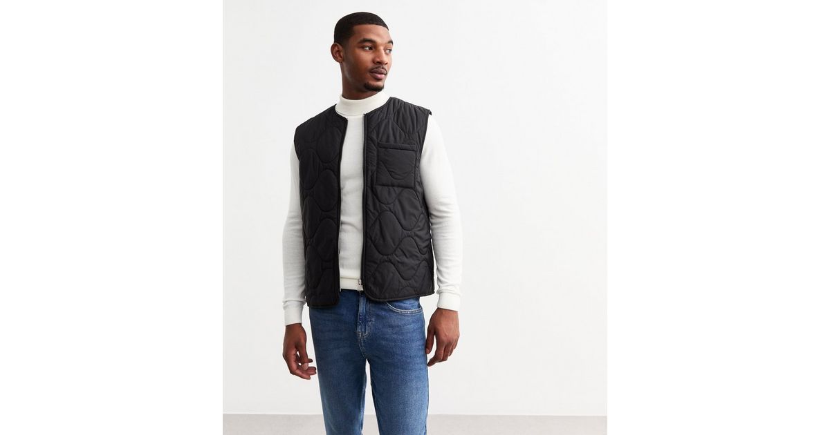 Black Regular Quilted Gilet | New Look