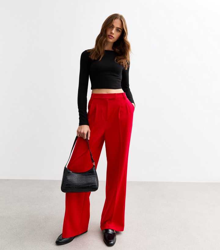Red Wide Leg Trousers | New Look