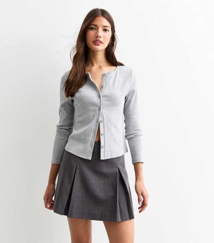 Dark Grey Pleated Mini Skort | New Look