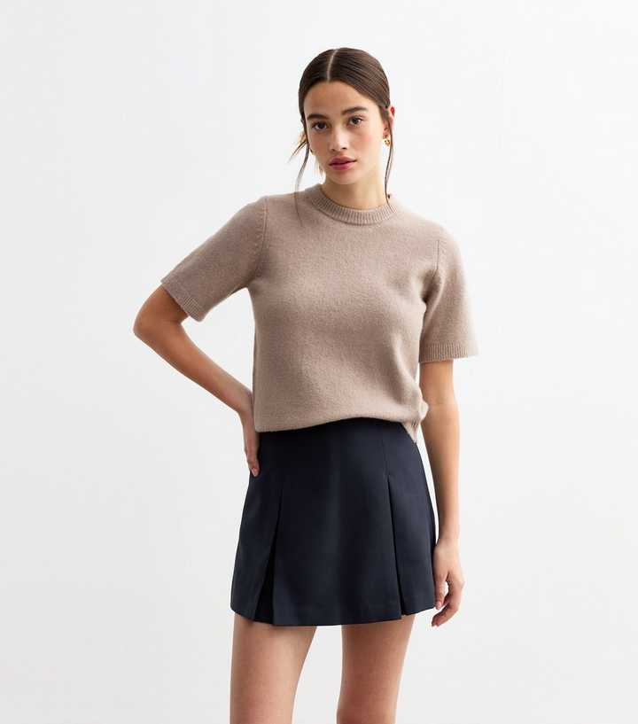 Navy Pleated Mini Skort | New Look