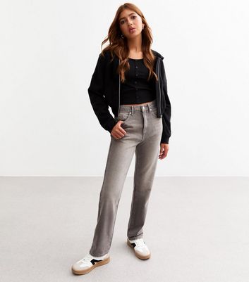 Girls Grey Straight Jeans | New Look