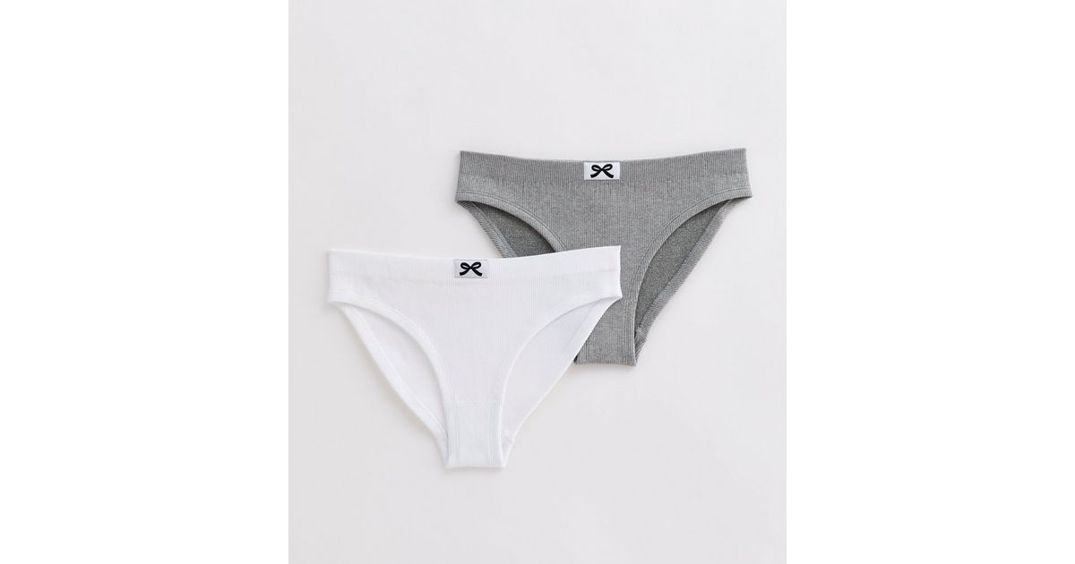 Girls 2 Pack of Rib Bow-Patch Briefs | New Look