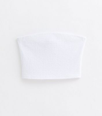 Girls White Beach Crinkle Bandeau Top | New Look