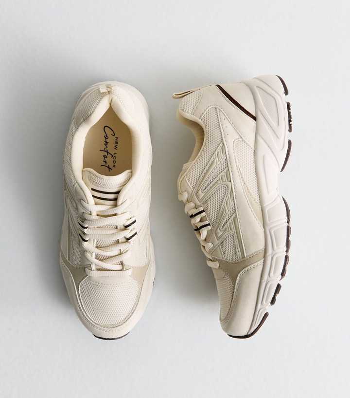 Off White Mesh Chunky Trainers | New Look
