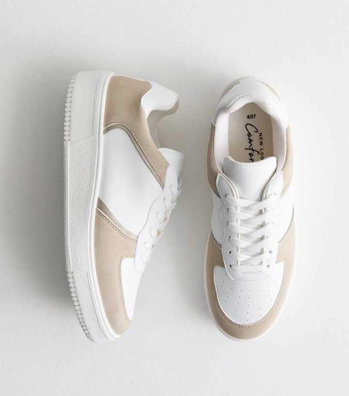 White Contrast Trim Double Sole Trainers | New Look