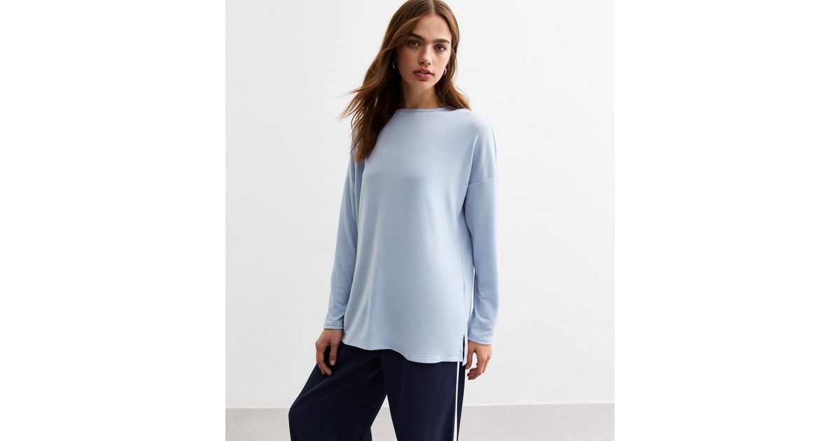 Pale Blue Soft Touch Long Relaxed Top | New Look