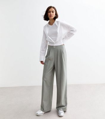 Grey Elasticated Wide Leg Trousers | New Look