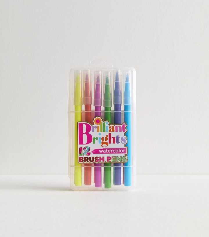 12 Pack Multicoloured Watercolour Brush Pens | New Look