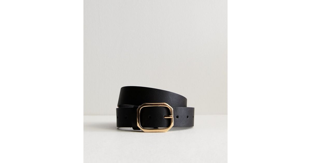 Black Leather-Look Buckled Belt | New Look