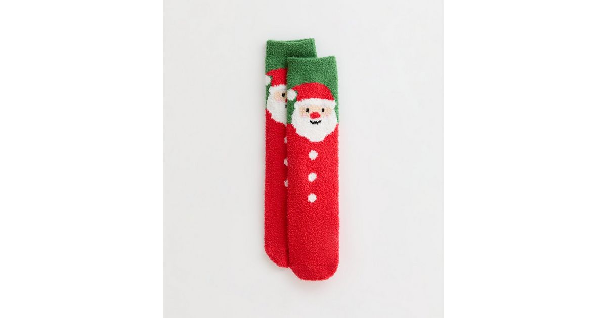 Red Santa Claus Christmas Cosy Socks | New Look
