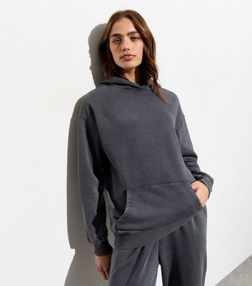 Grey Acid Wash Soft Pullover Hoodie | New Look