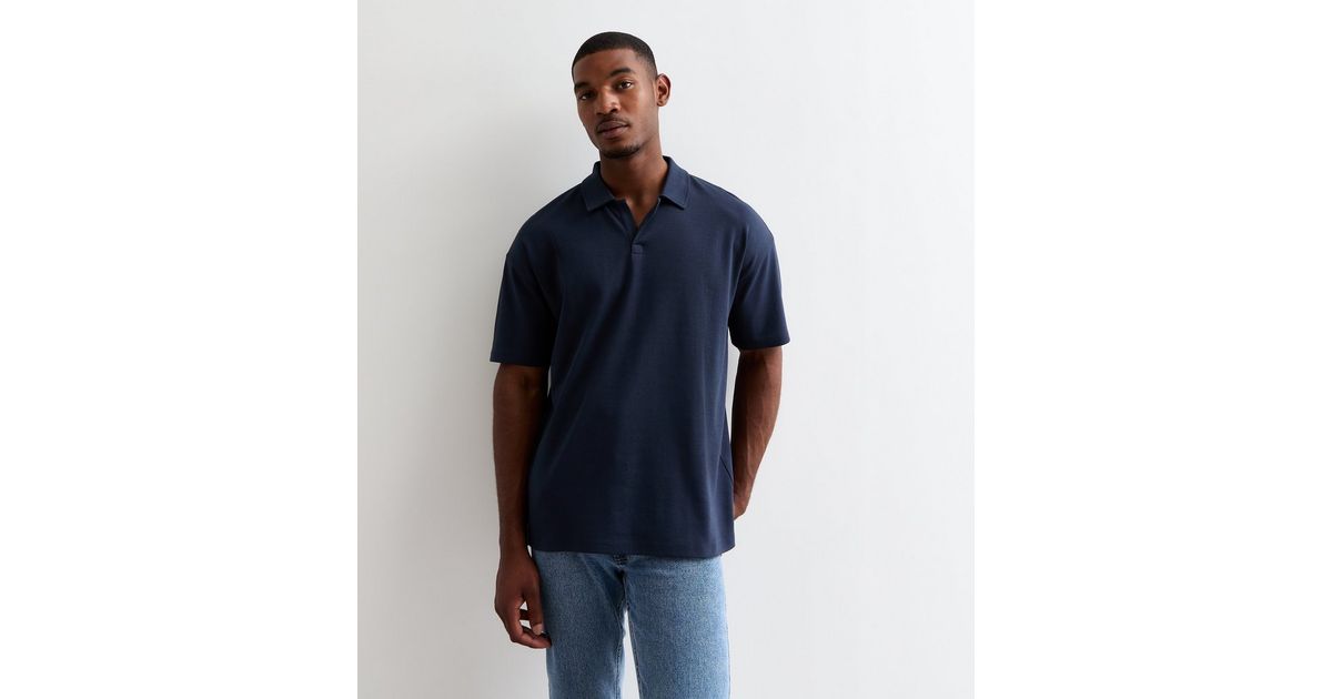 Navy Cotton Blend Polo Shirt | New Look