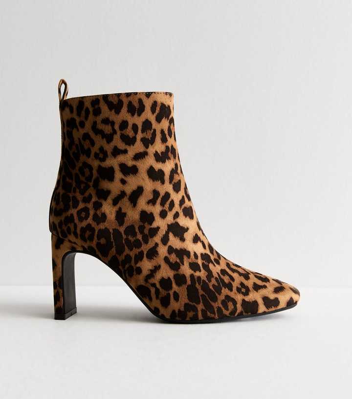 Stone Animal Print Heel Ankle Boots | New Look