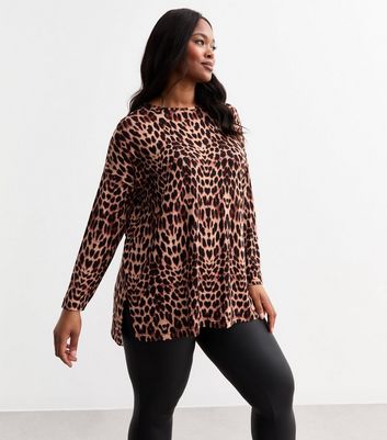 Curves Brown Leopard Print Top | New Look