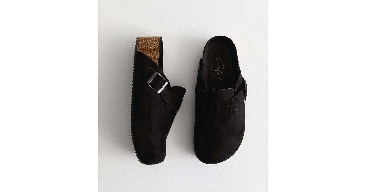 Black Suede Effect Double Sole Mules | New Look