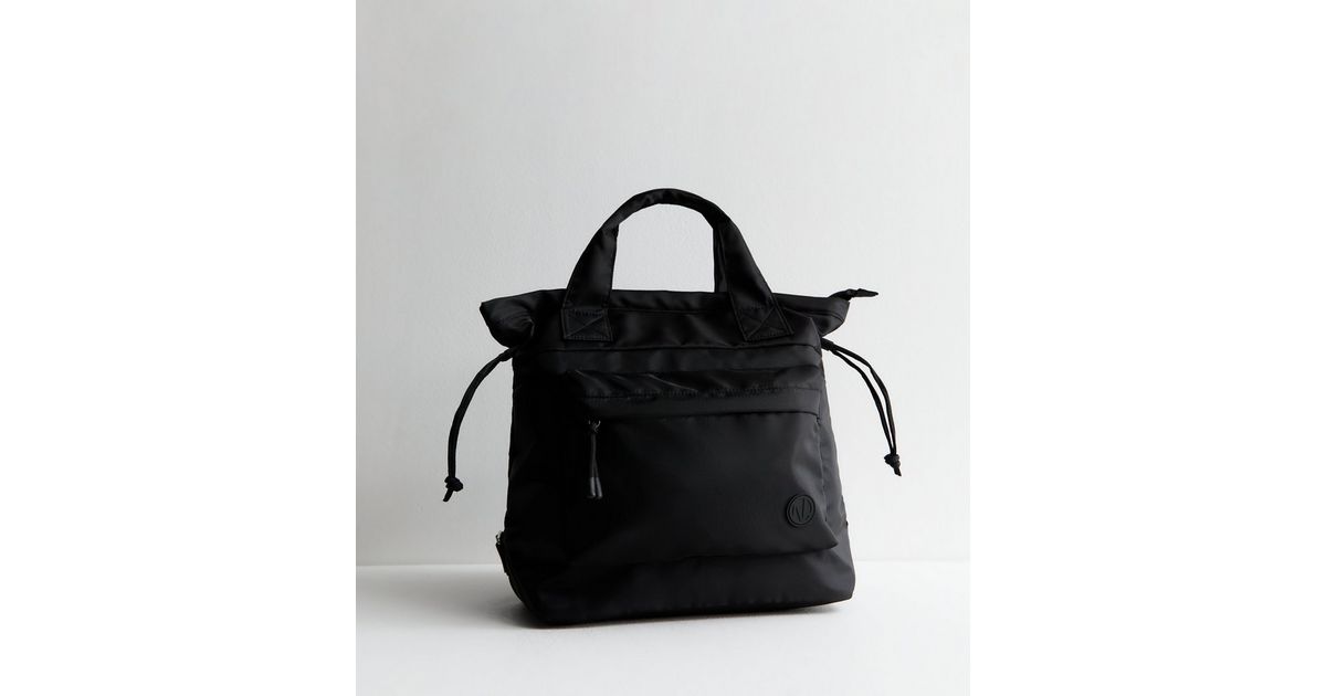 Black Nylon Drawstring Backpack | New Look