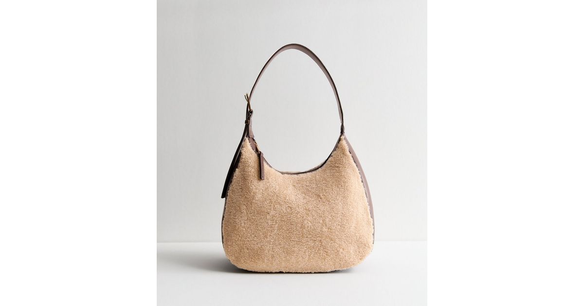 Cream Borg Shoulder Bag | New Look