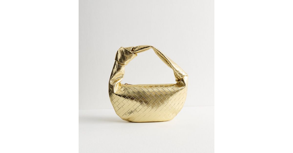 Gold Woven Leather Look Mini Top Handle Bag | New Look