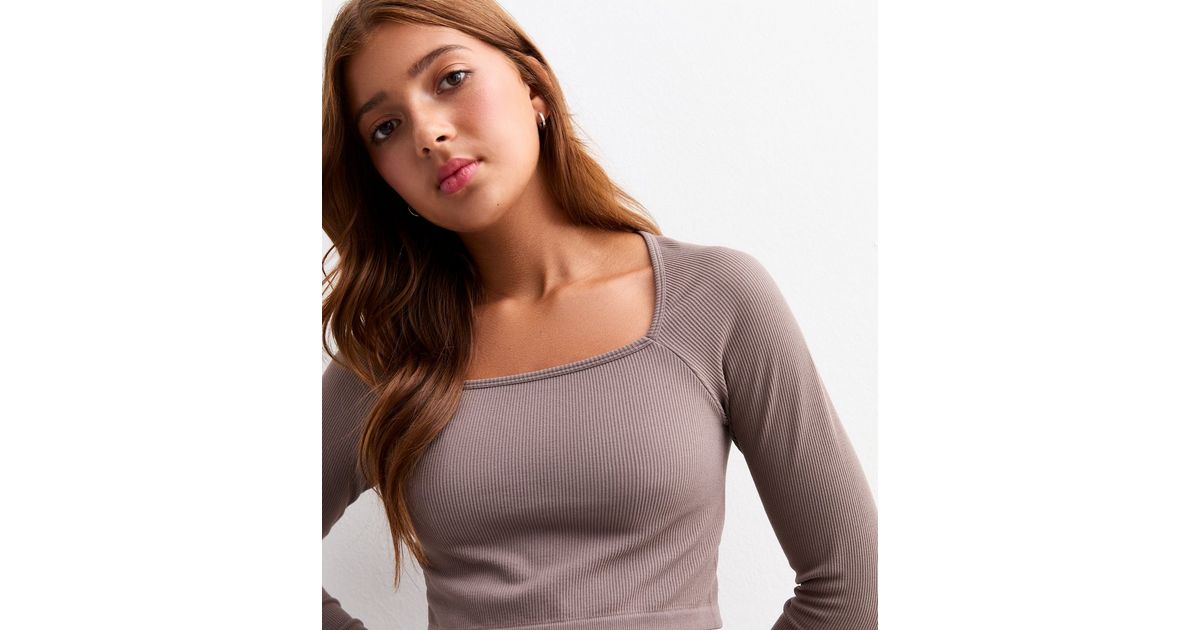 Girls Light Brown Square Neck Top | New Look
