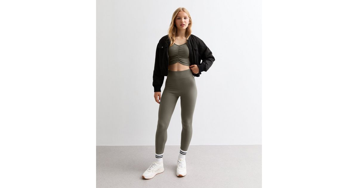 Girls Green Ribbed Leggings | New Look