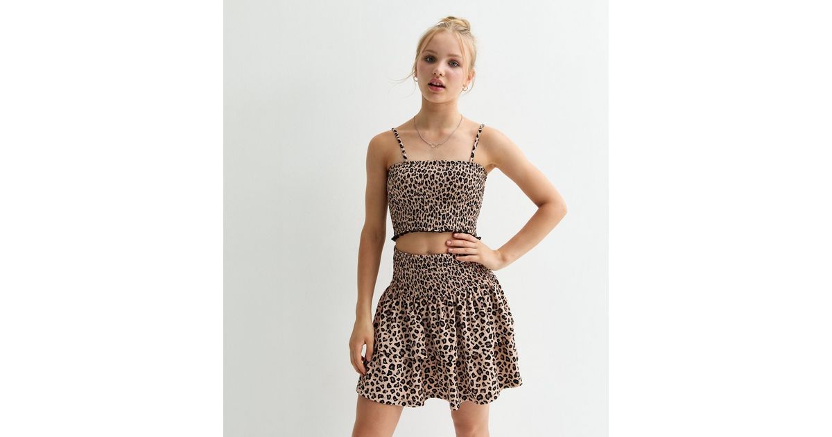 Girls Brown Animal Print Textured Rara Mini Skirt | New Look