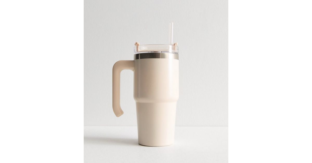 Cream 550ml Insulated Straw Drinks Cup | New Look