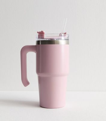Pink 550ml Insulated Straw Drinks Cup | New Look