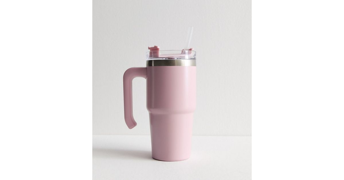 Pink 550ml Insulated Straw Drinks Cup | New Look