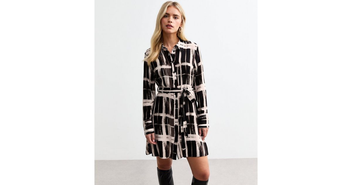 Petite Black Checked Mini Dress | New Look