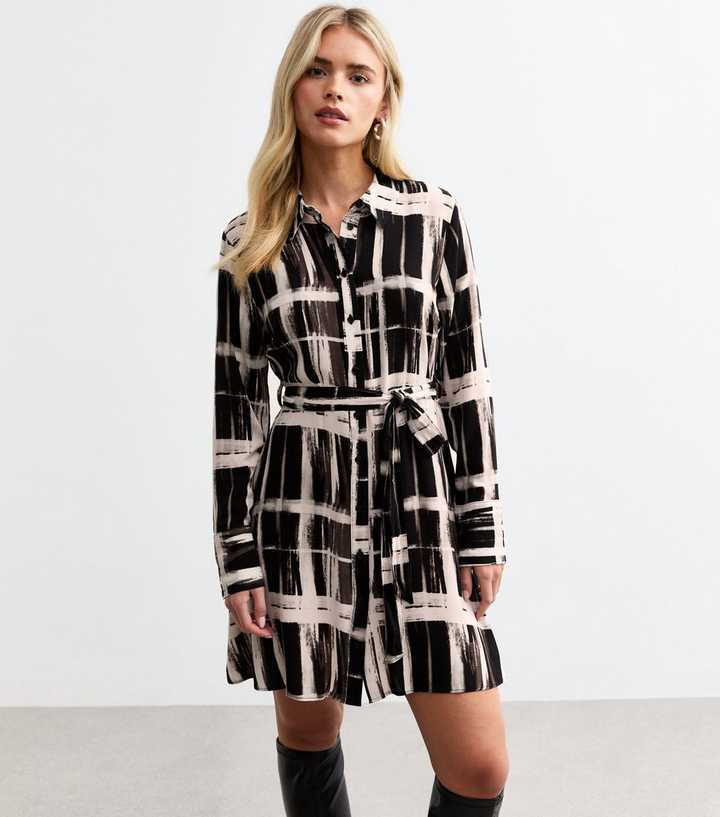 Petite Black Checked Mini Dress | New Look
