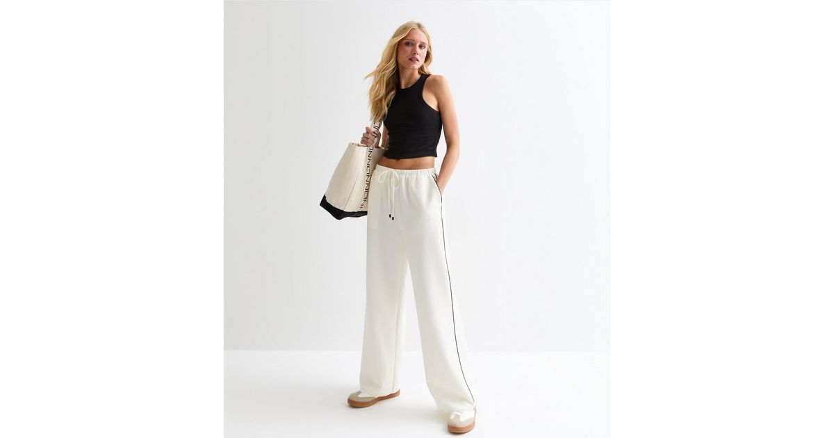 Off White Elasticated Waist Tailored Joggers | New Look