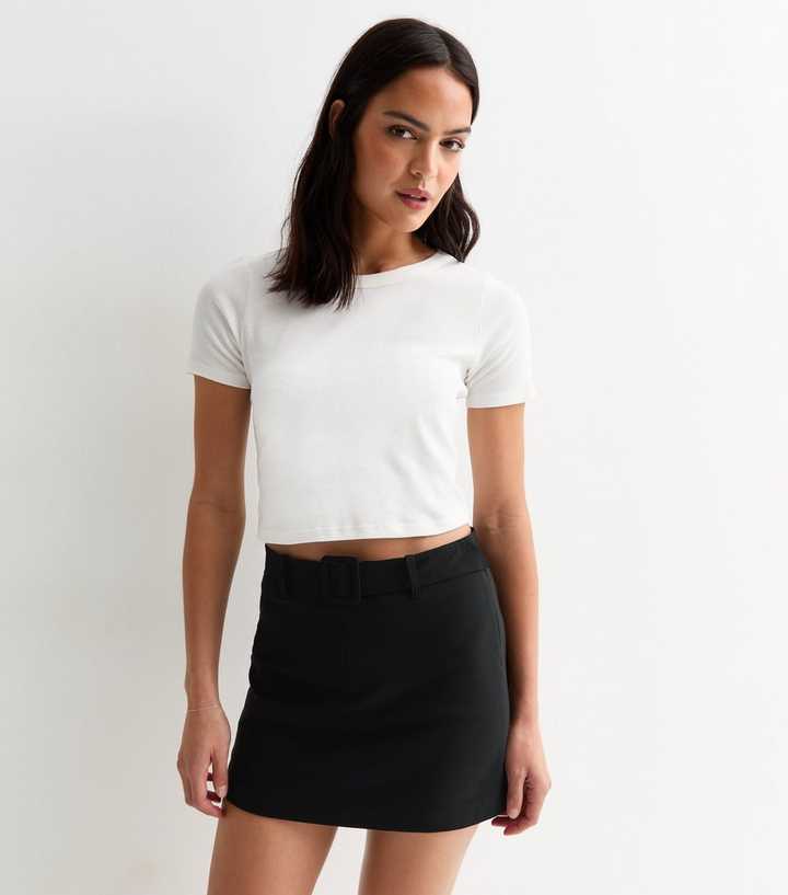 Black Belted Mini Skort | New Look