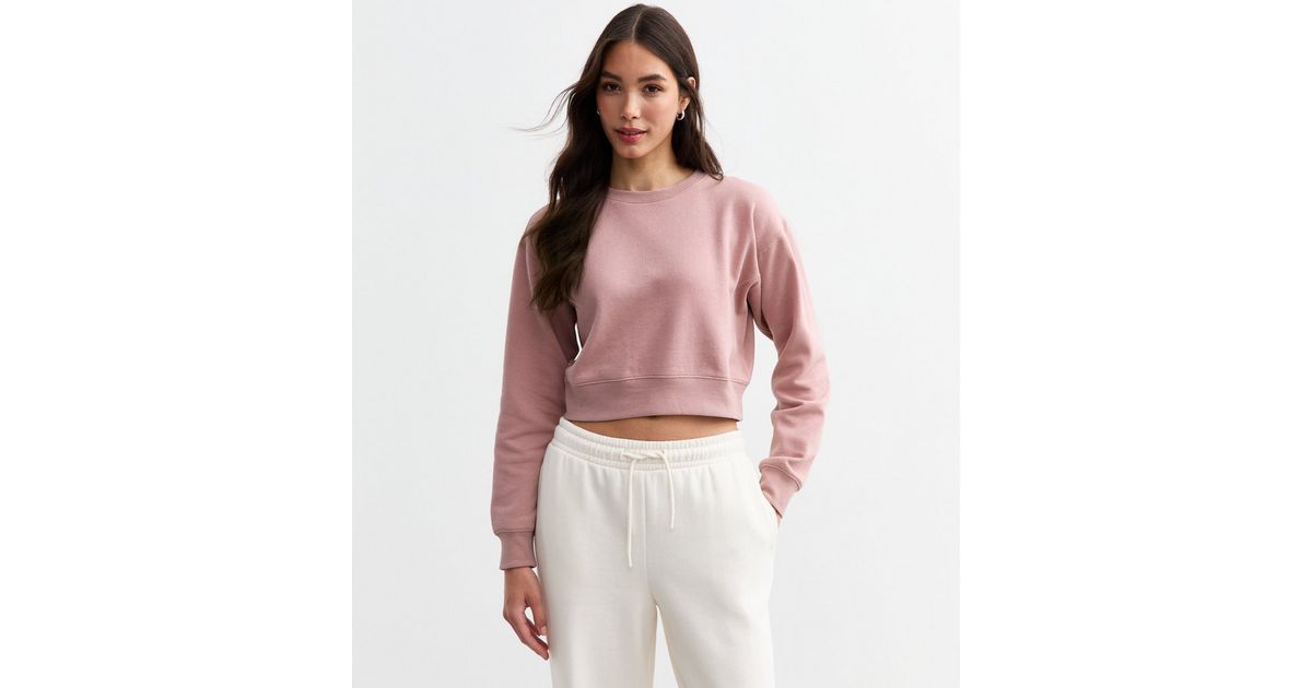 Pink Crew Neck Cropped Sweatshirt | New Look