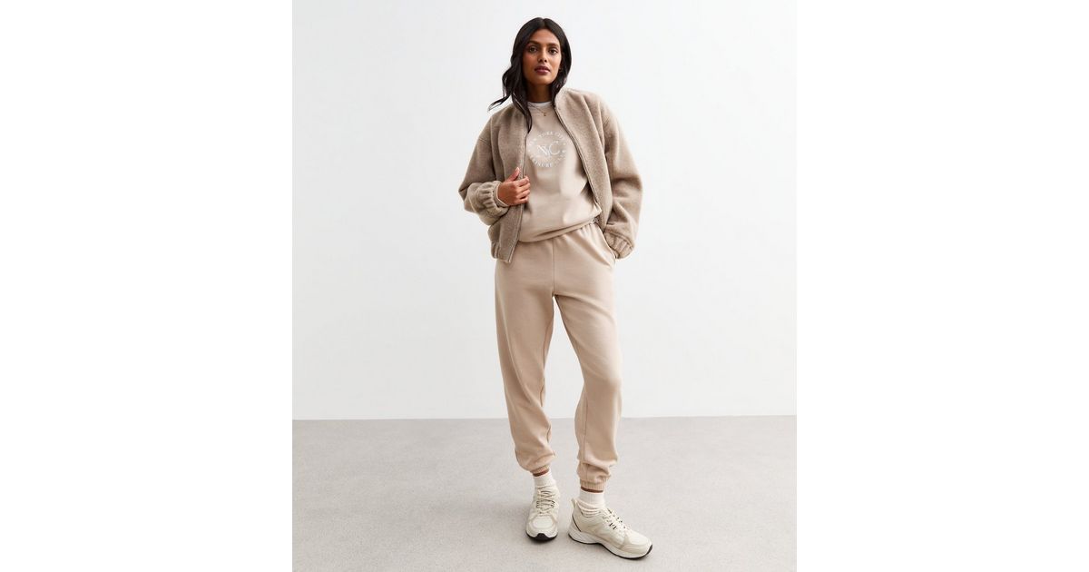 Camel Elasticated Waist Cuffed Joggers New Look